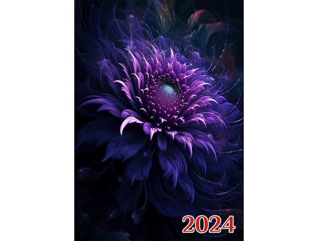 Wall Calendar 2024 ~ Beautiful Purple and Pink Mystical Flowers ...