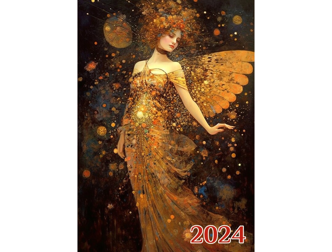 Wall Calendar 2024 ~ Women in Golden Dresses on a Magical Night ...