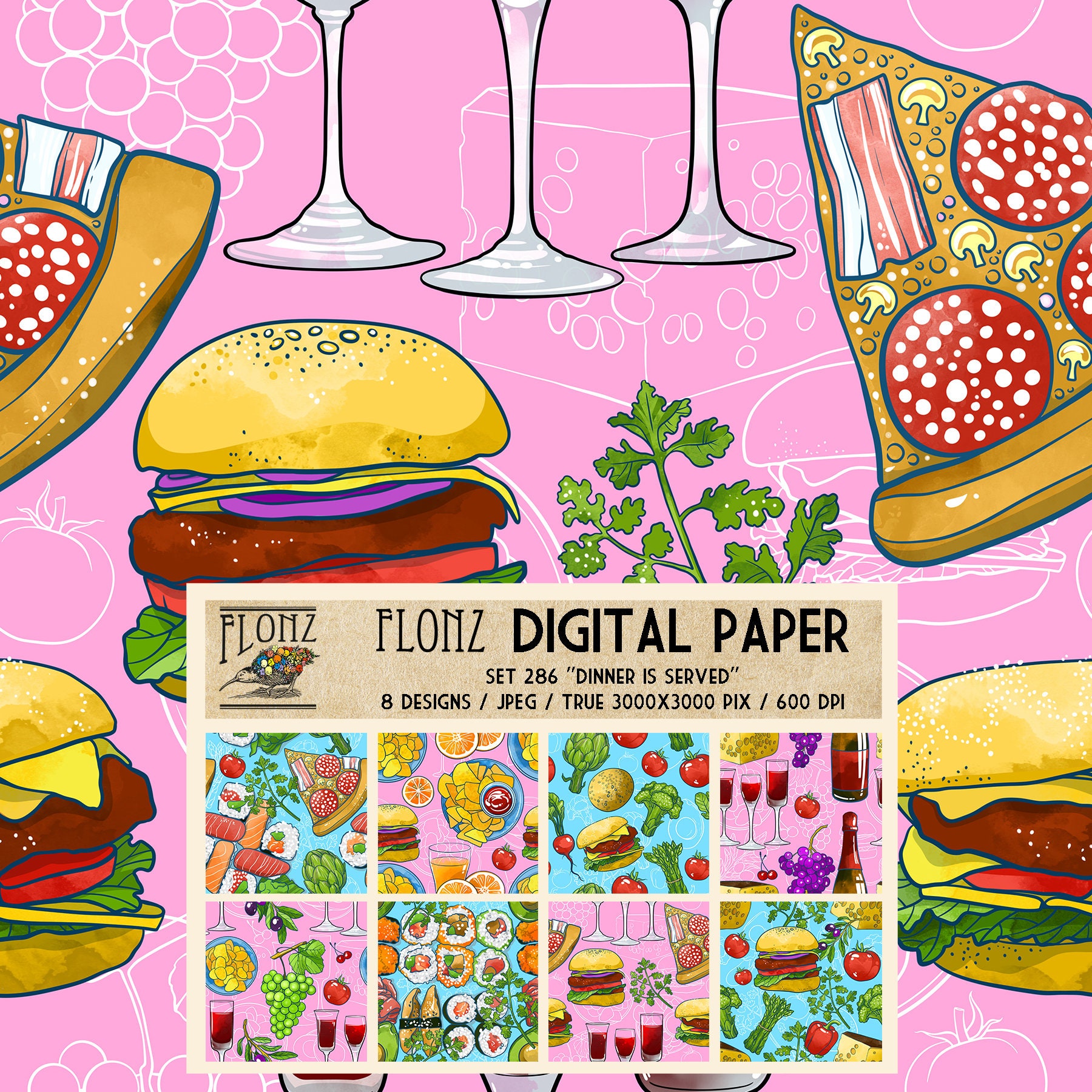 DIGITAL PAPER Set 8 Designs 3000x3000 Pixels 600 Dpi - Etsy