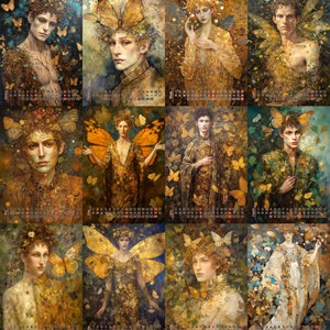 Wall Calendar 2024 ~ Beautiful Feminine Men Surrounded by Golden ...