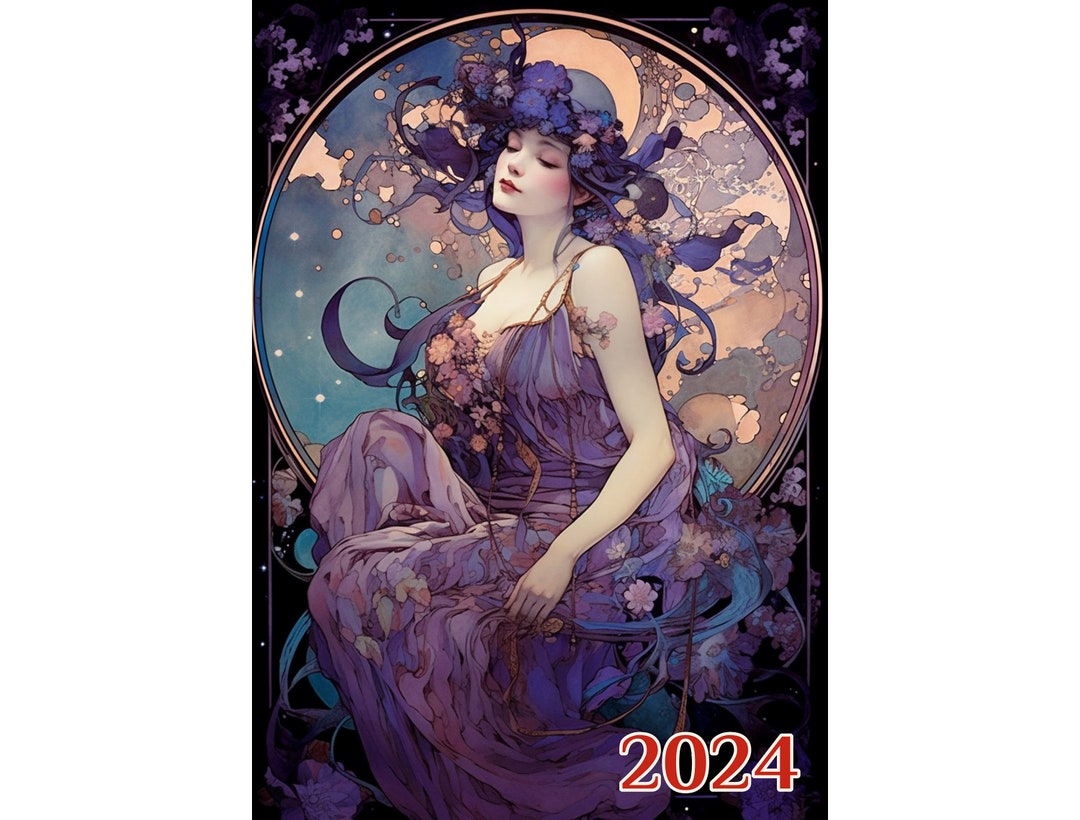 Wall Calendar 2024 ~ Elegant Pretty Women With Gorgeous Flowing Hair ...