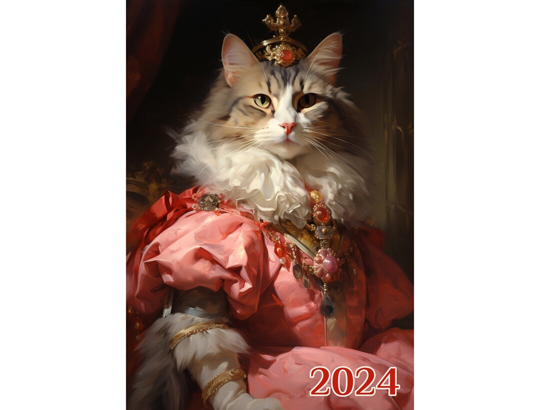 Wall Calendar 2024 ~ Queen Cats as Elegant Royal With Gorgeous ...