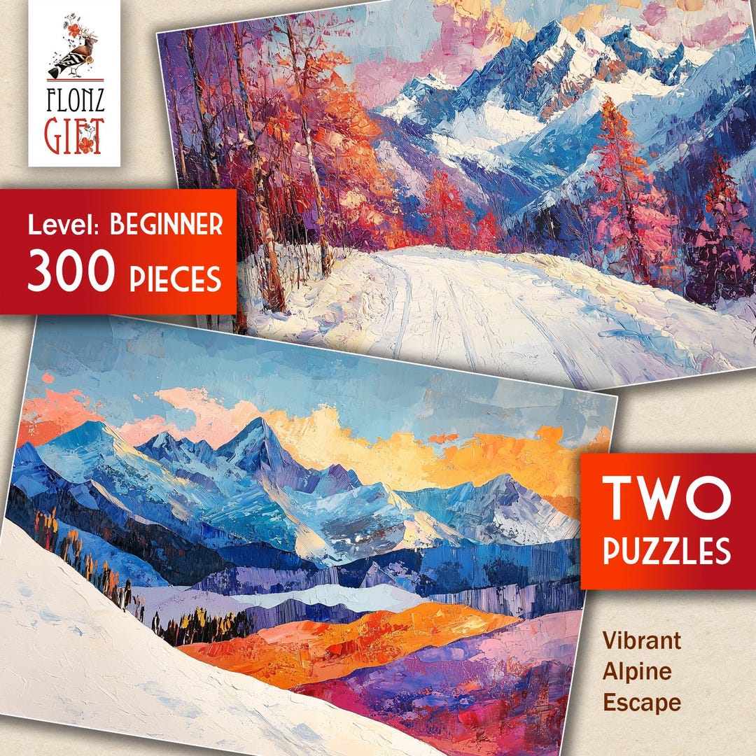 2 X JIGSAW PUZZLES 300pc ~ Vibrant Alpine Escape – A Striking Mountain ...