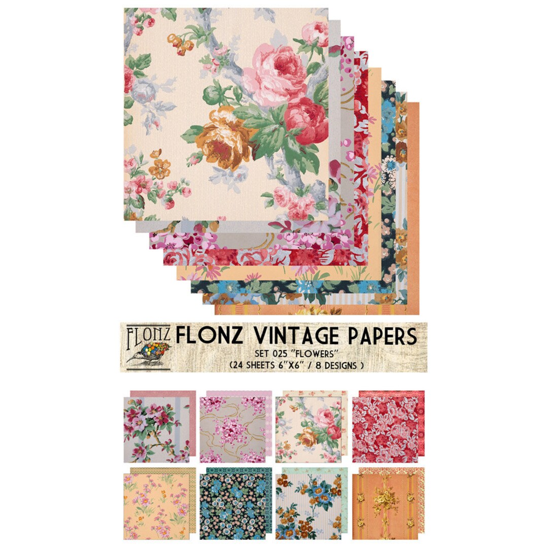 Scrapbooking Craft Paper Pack (24pcs 6"x6") FLONZ 025 Flowers Bouquet ...