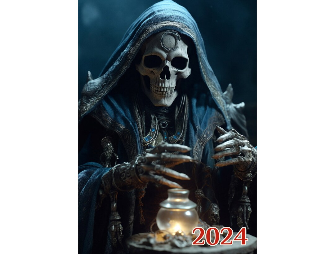 Wall Calendar 2024 ~ Incredible Skeletons With Crystal Balls in ...