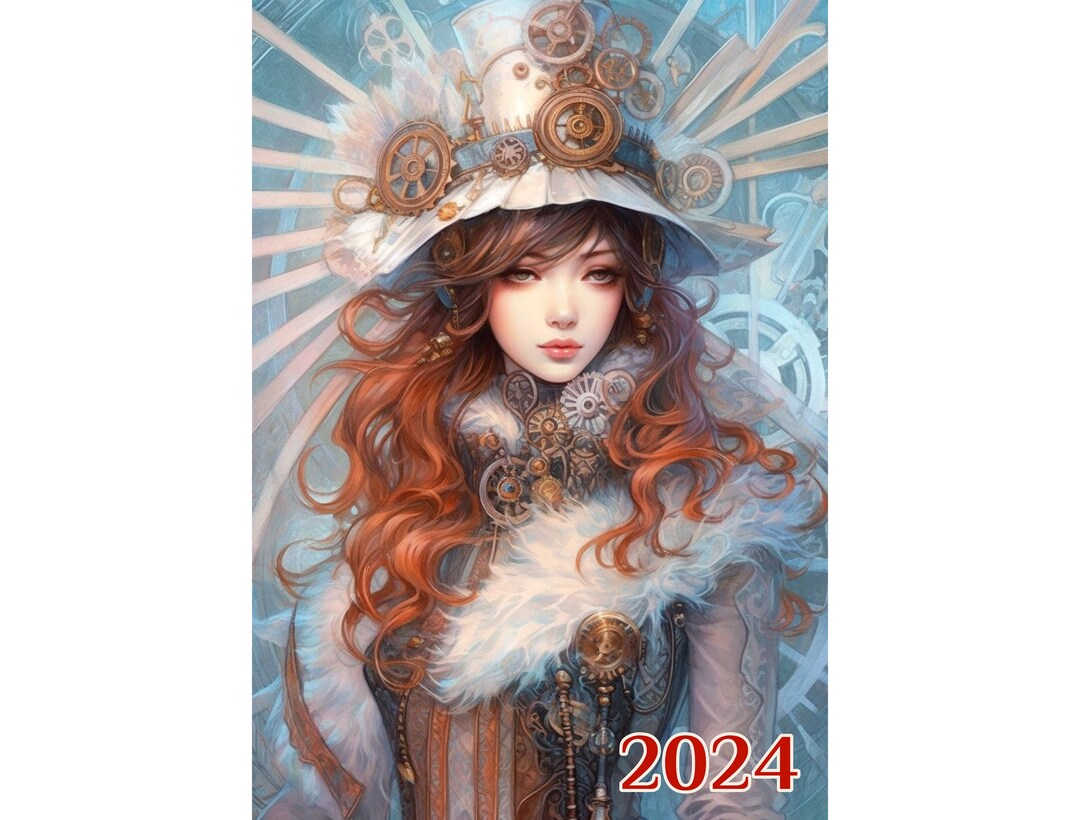 Wall Calendar 2024 ~ Gorgeous Women With Cool Steampunk Style Hats ...