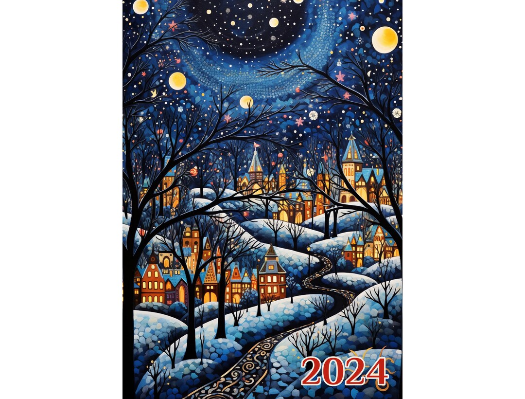 Wall Calendar 2024 ~ Serene Winter Towns in the Christmas Season ...
