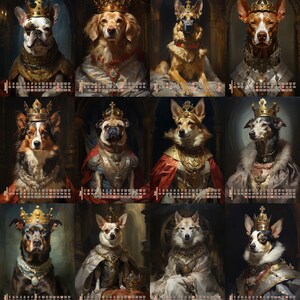 Wall Calendar 2024 ~ Royal Dogs as Kings With Amazing Crowns ~ Vintage ...