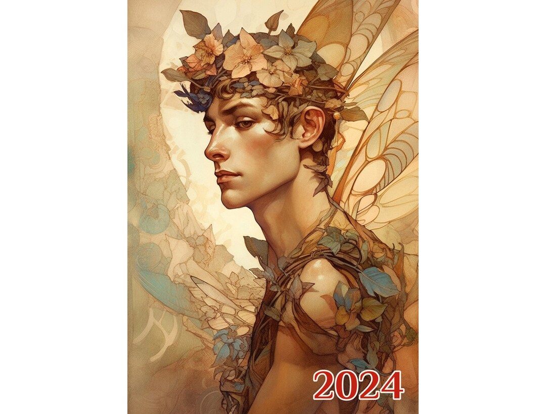 Wall Calendar 2024 ~ Gorgeous Men With Elegant Wings in Amazing Outfits ...