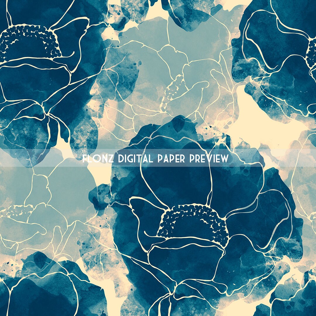 DIGITAL PAPER Set ~ 8 Designs 3000x3000 Pixels 600 Dpi ~ Night Flowers ...