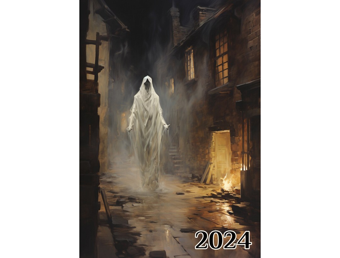 Wall Calendar 2024 ~ Spooky Ominous Ghosts in Abandoned Villages at ...