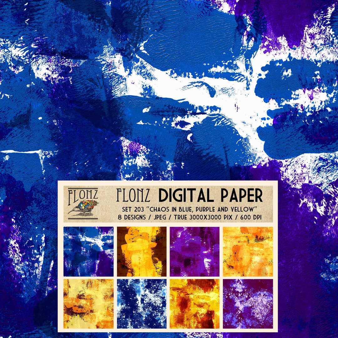 DIGITAL PAPER Set ~ 8 Designs 3000x3000 Pixels 600 Dpi ~ Chaos in Blue ...