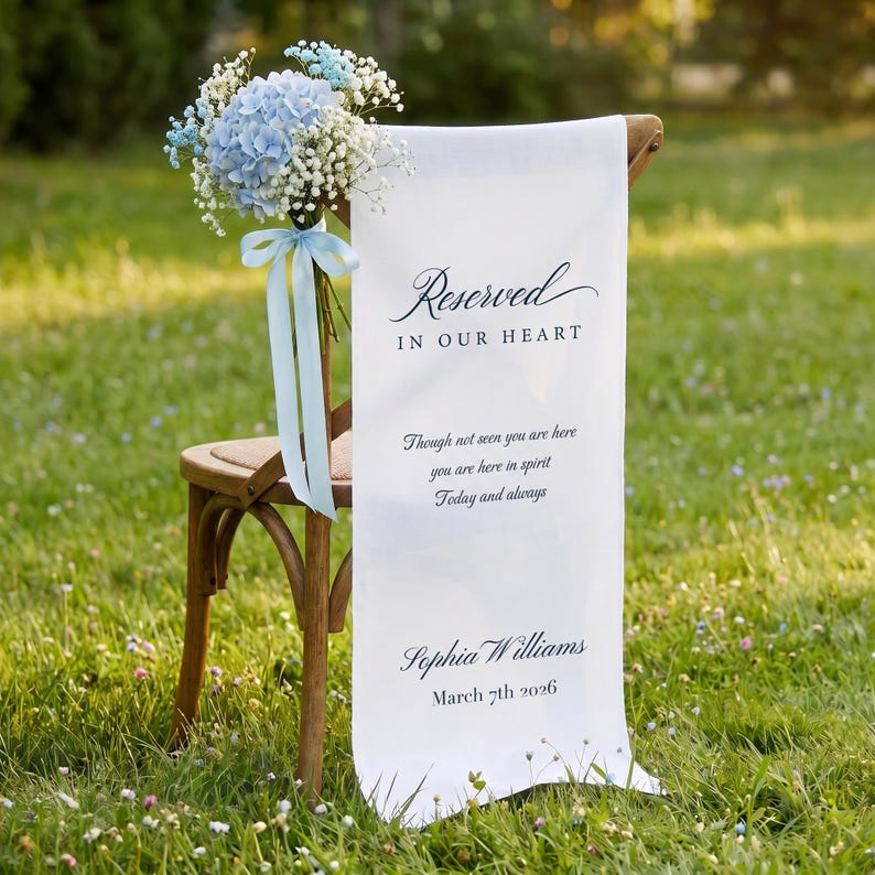 Memorial Wedding Chair Sign, Reserved Banner for Loved Ones, in Loving ...
