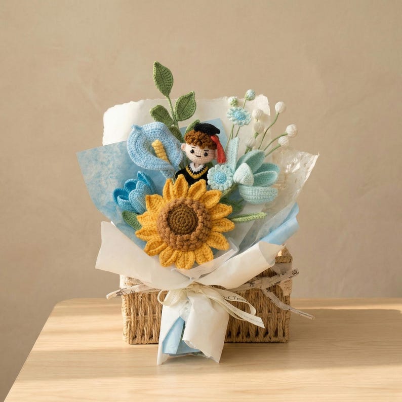Handmade Crochet Graduation Bouquet 2026, Personalized Doll & Flowers ...