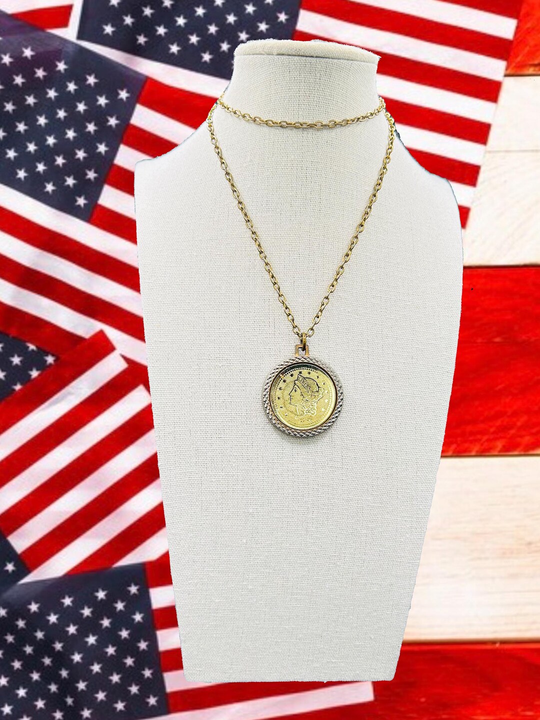 Vintage 1776 Liberty Coin Pendant Necklace – 24” Chain – 250th ...