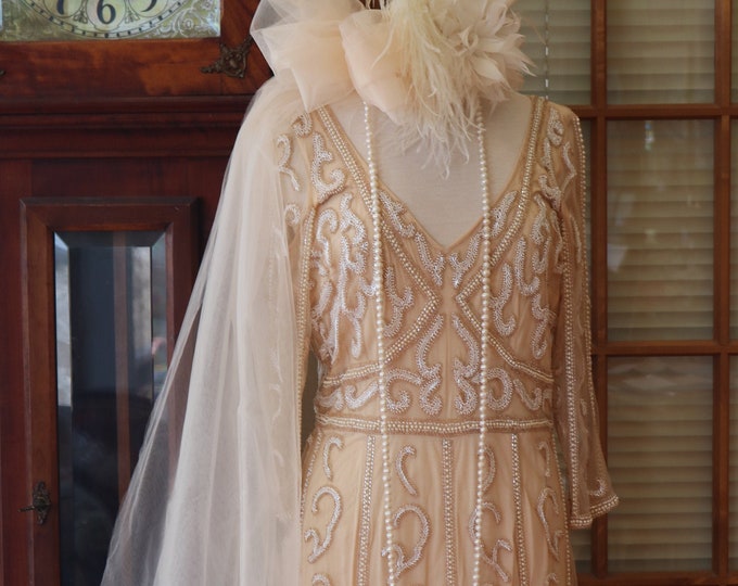 Beaded Flapper Wedding Dress Bridal Gown Gatsby Inspired Art - Etsy
