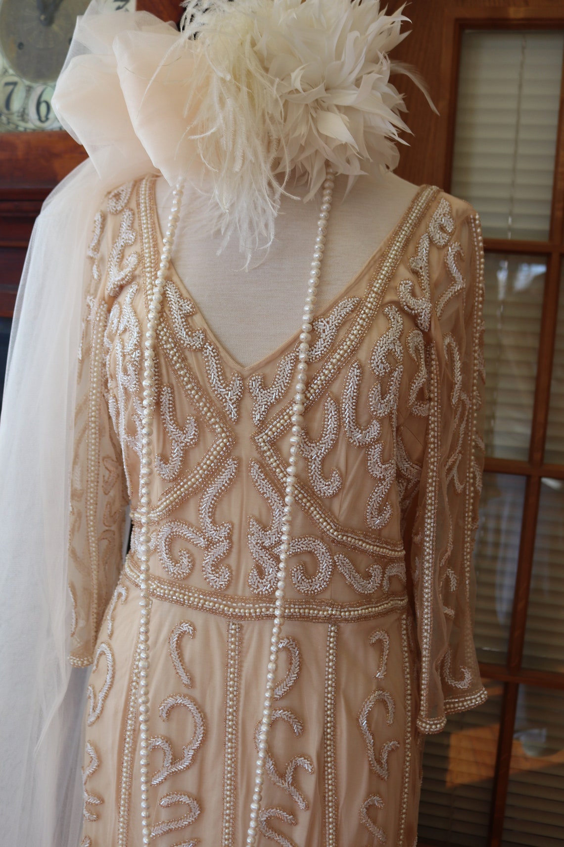 Beaded Flapper wedding dress bridal gown Gatsby inspired art | Etsy