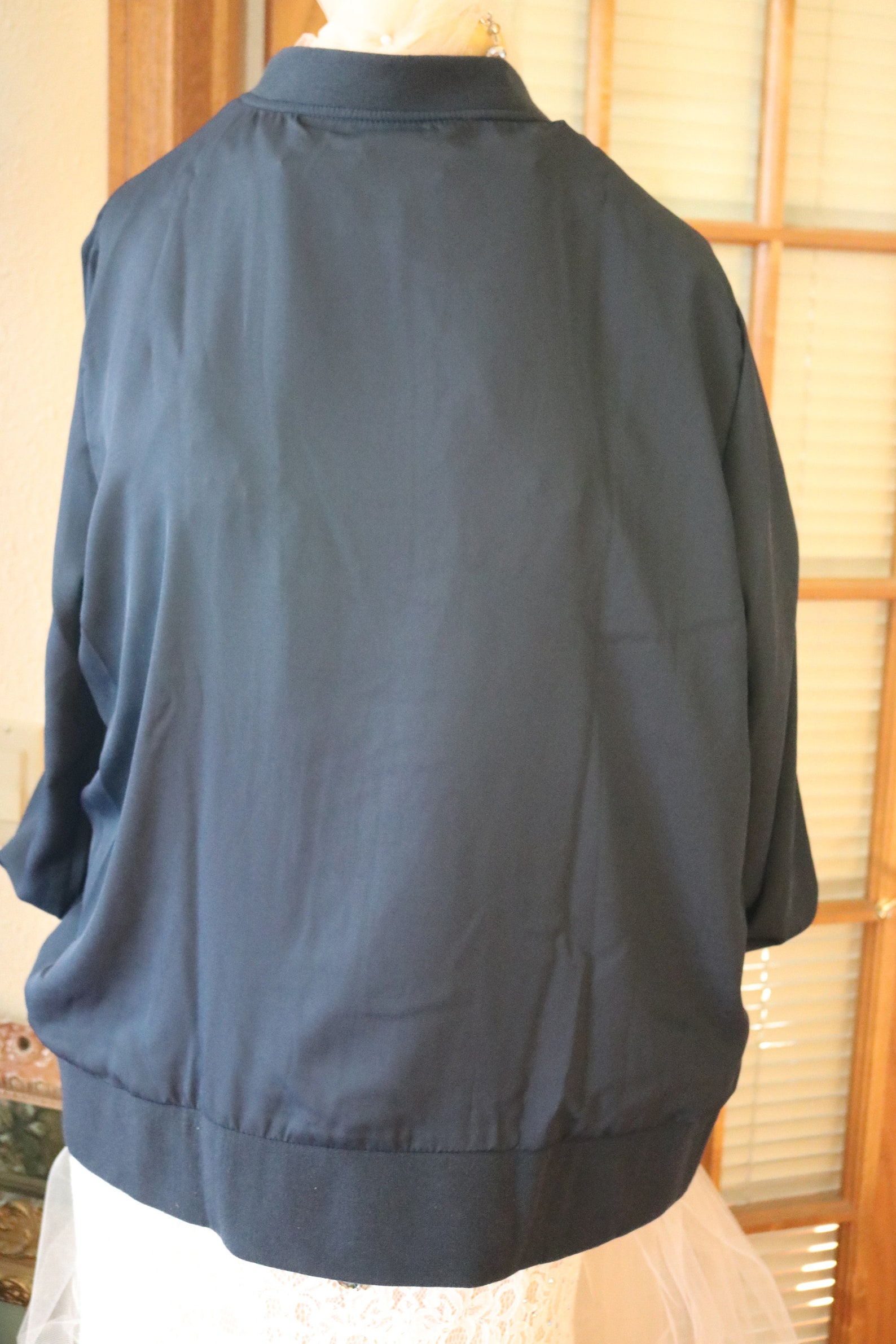 40s Style Bomber Jacket Embroidered Navy Red Coat Wrap Cape - Etsy