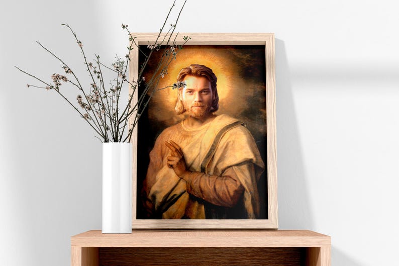 Space Jesus Canvas Wall Art, Obi-wan Kenobi Poster, Star Wars Funny ...