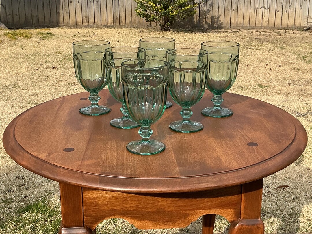 Set of Six (6) Libbey Duratuff Spanish Green Gibraltar Iced Tea Goblets ...