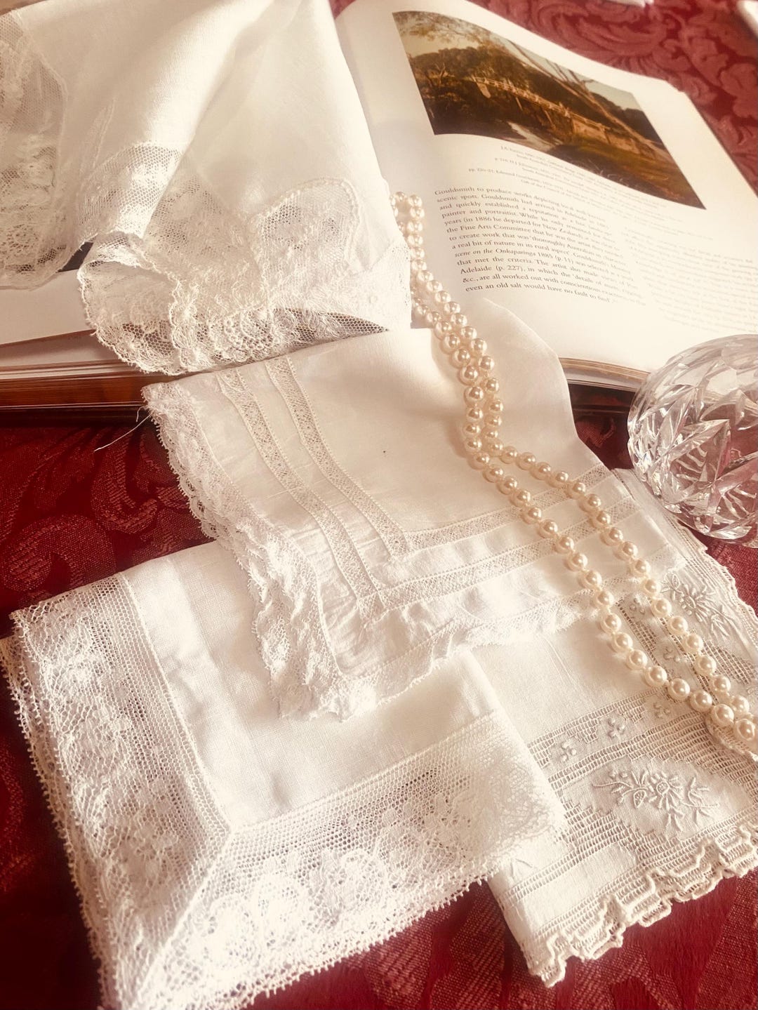 Vintage Lace Wedding Handkerchiefs: Fine Cotton Bridal Hankies, 1930s ...