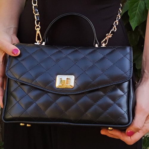 Double Flap V Diamonds Style Genuine Leather Shoulder Bag - Etsy