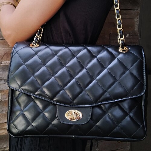 Double Flap V Diamonds Style Genuine Leather Shoulder Bag - Etsy