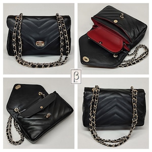 Double Flap V Diamonds Style Genuine Leather Shoulder Bag, Leather ...
