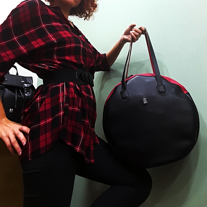 Round Leather Bag - Etsy