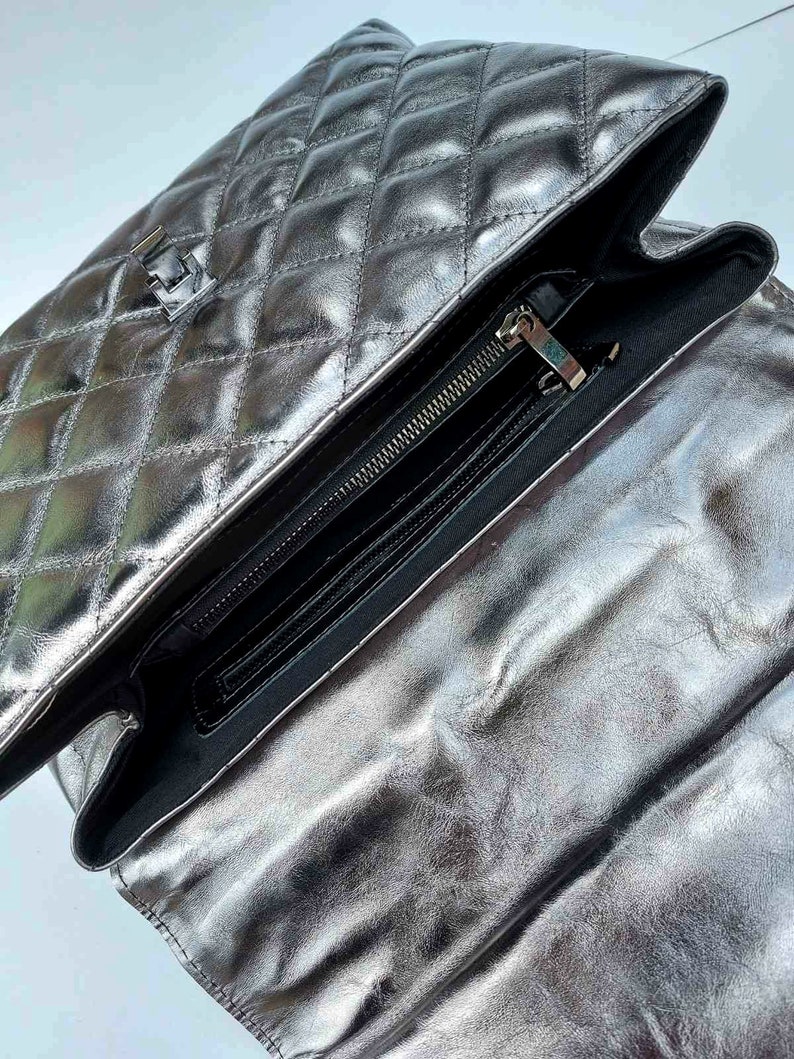 Classic Style Genuine Leather Flap Bag Quilted Elegant Large - Etsy Canada