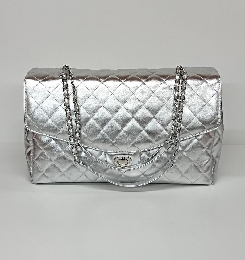 XXL Quilted Diamonds Bag, Genuine Leather Flap Bag, Convertible ...
