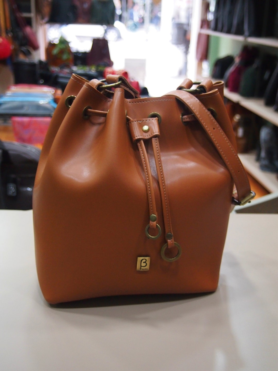 High Quality PU Leather Bucket Bag, Minimal Greek Crossbody Bag, Large ...