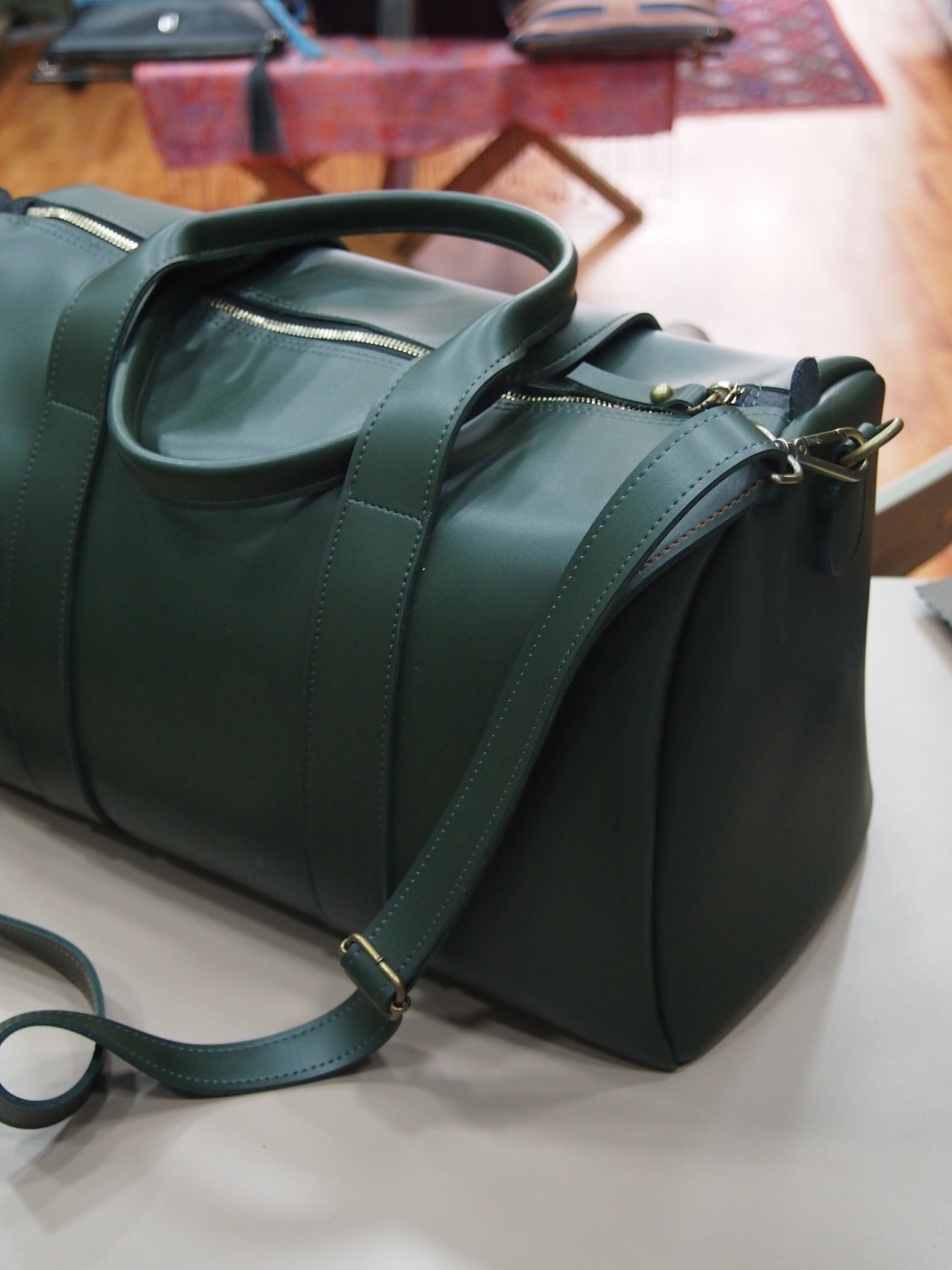 Travel Bag Women, PU Leather Green Weekend Bag, Large Duffle Bag, Women ...