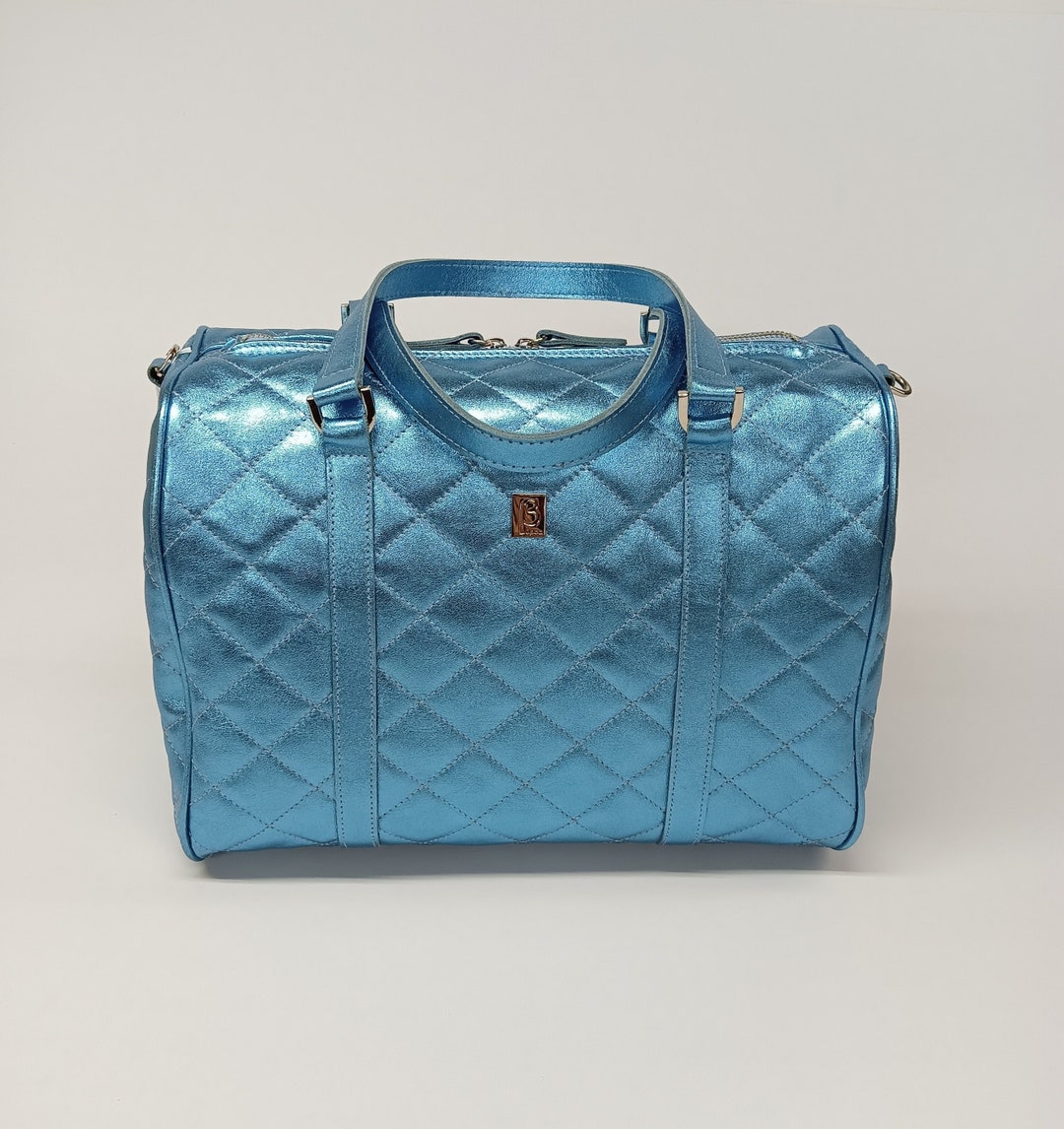 DIAMOND Genuine Leather Holiday Bag, Quilted Weekend Bag, Large Duffle ...