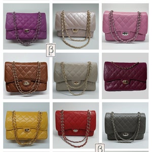 Classic Style XL DIAMONDS Genuine Leather Shoulder Bag, Quilted Elegant ...