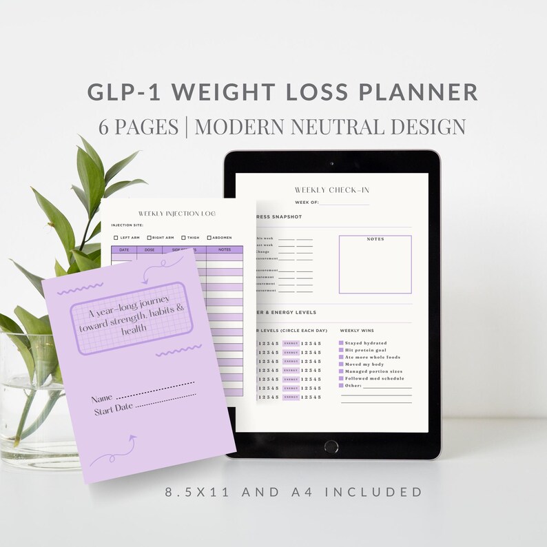 GLP-1 Weight Loss Planner | A4 & Letter Size | Tirzepatide Semaglutide ...