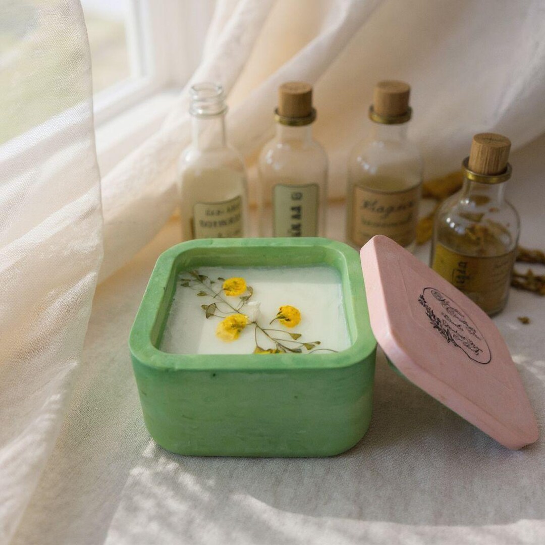 Small Square Container Candle With Cover - Etsy