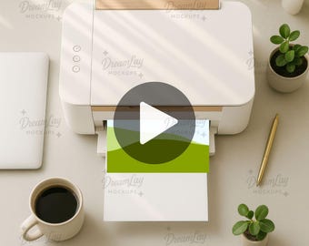 Animated Printer Video Mockup – A4 Desk Paper Canva Template - Etsy