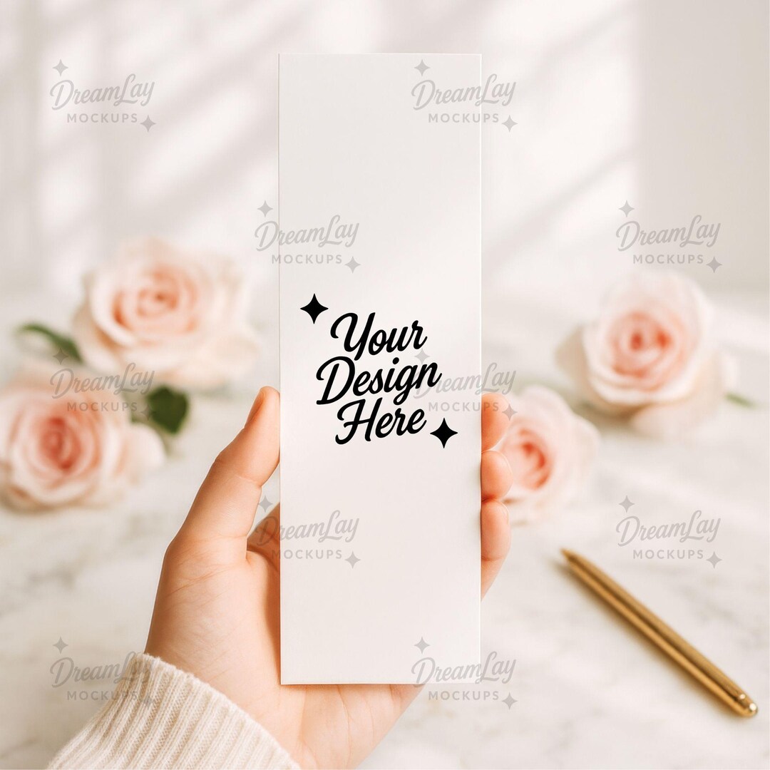 Bookmark Mockup 2x6 – Hand Holding, Square Corner, PSD & JPG Download ...