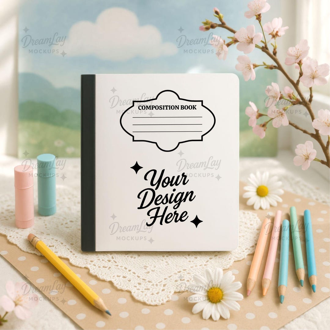 Pastel Composition Notebook Mockup – Hardcover Planner PSD With Smart ...