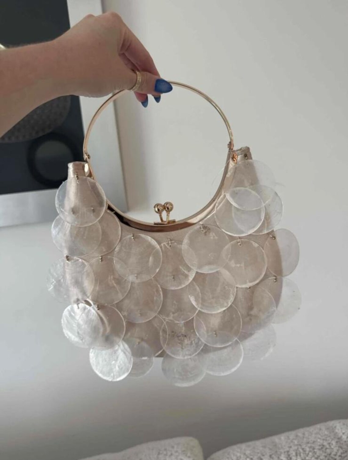 Capiz Shell Purse, Sequin Shiny Clutch, Sparkly Handbag, Beach Resort ...