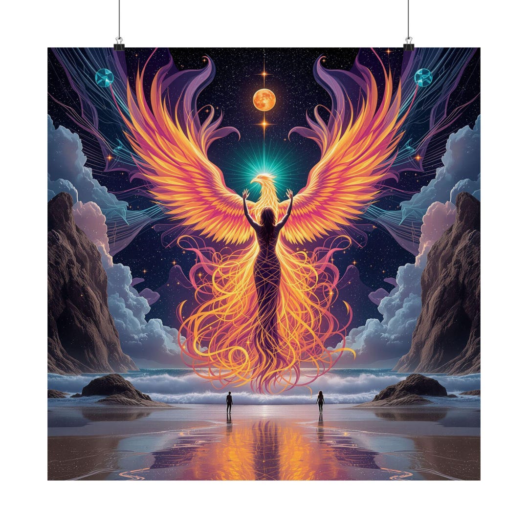 Phoenix Rising Matte Vertical Posters | Spiritual Art Decor, Bohemian ...