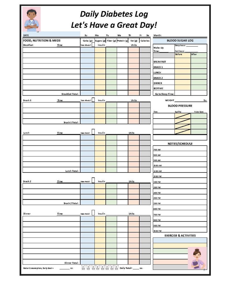 Diabetic Daily Log Track and Succeed! - Etsy