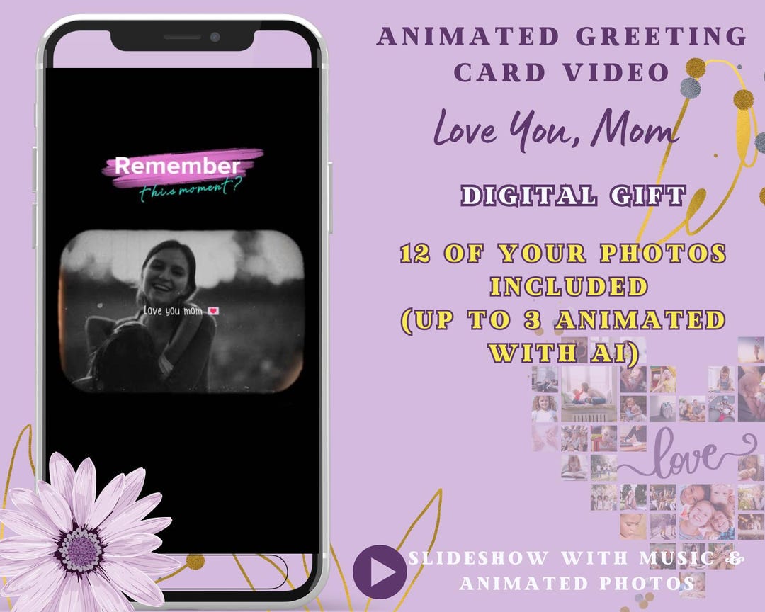 Personalized Animated Photo Slideshow: Love You Mom Video Greeting Card ...