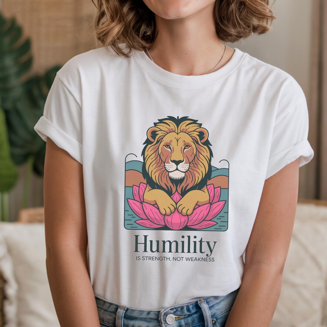Lion Lotus Zen T-shirt: Humility is Strength, Buddhist Gift - Etsy