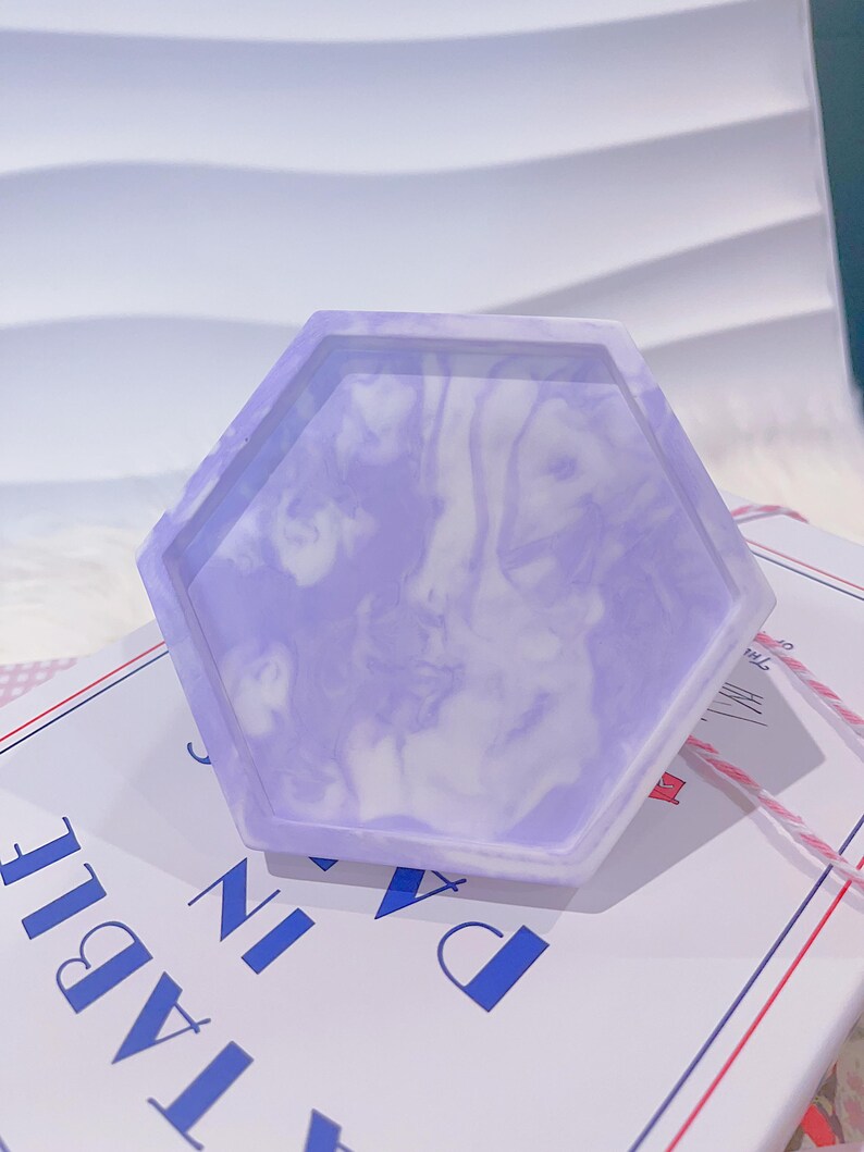 Handcrafted Hexagon Eco-resin Tray – Marbled Pastel Jewelry Dish - Etsy