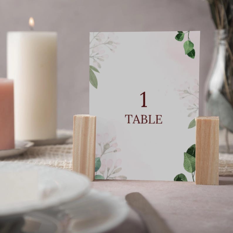 Wedding Table Numbers 1-20, Printable Canva Template, Eucalyptus ...