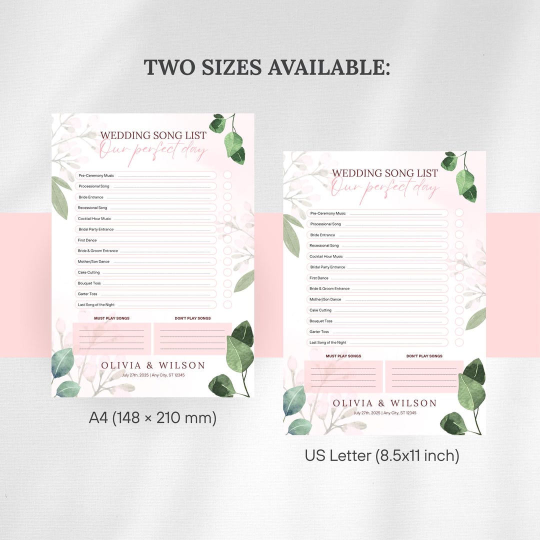 Wedding Song List Template | Editable Canva Wedding Playlist ...