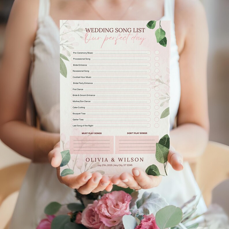 Wedding Song List Template | Editable Canva Wedding Playlist ...