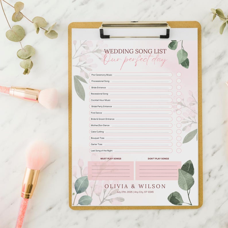 Wedding Song List Template | Editable Canva Wedding Playlist ...